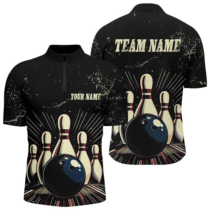 Personalisierte Bowling-Herren-Quarter-Zip-Shirts - Vintage Bowling-Te