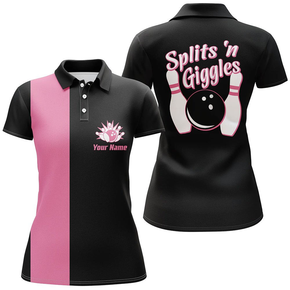 Splits'n Giggles Bowling Polo Shirt für Damen - Personalisiertes pinke